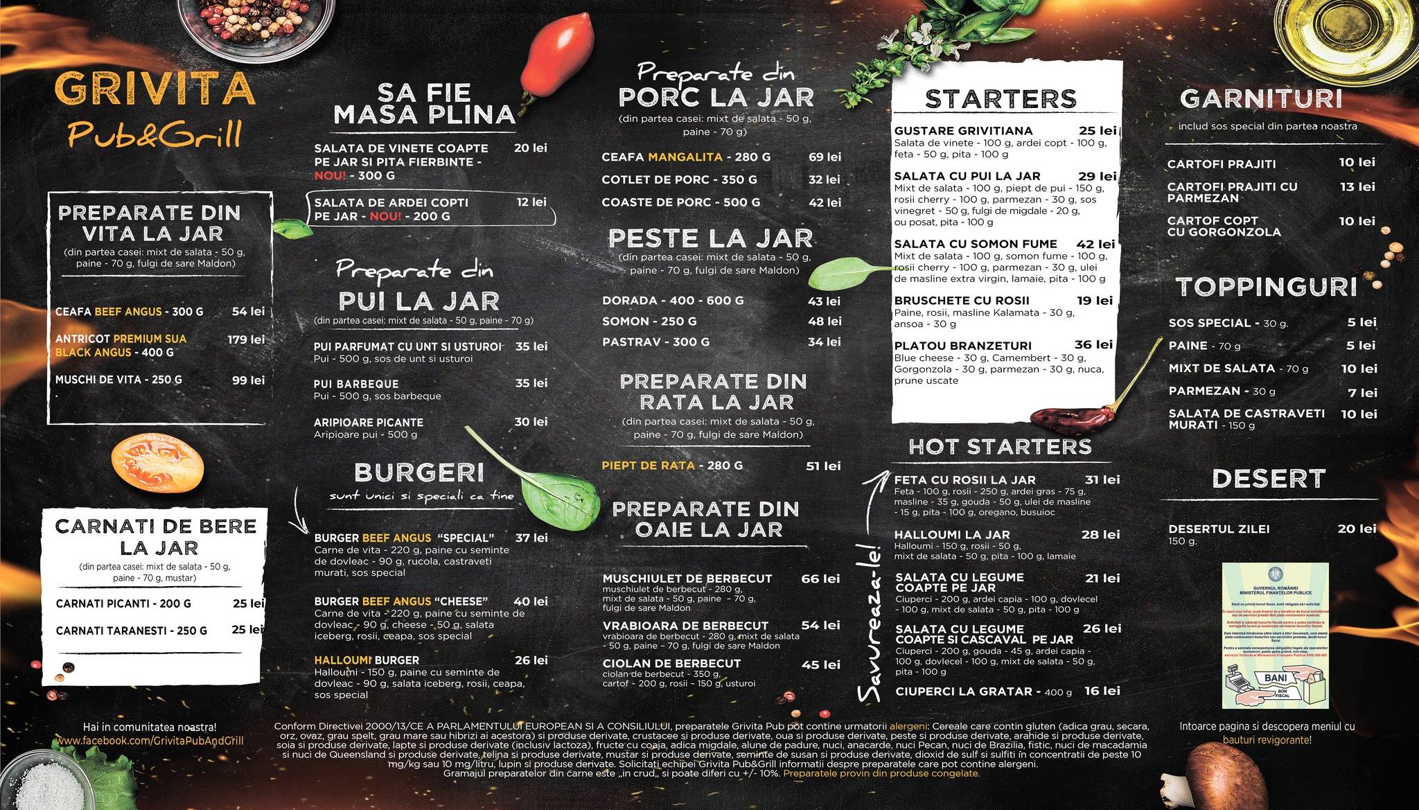 Menu at Grivița Pub&Grill, Bucharest