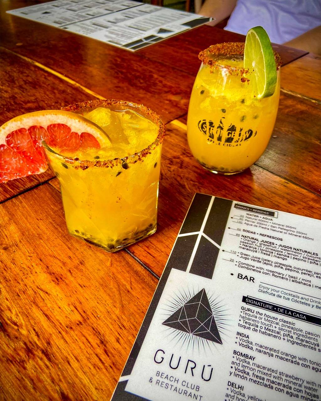 Menu at Guru Beach Club & Restaurant, Isla Mujeres