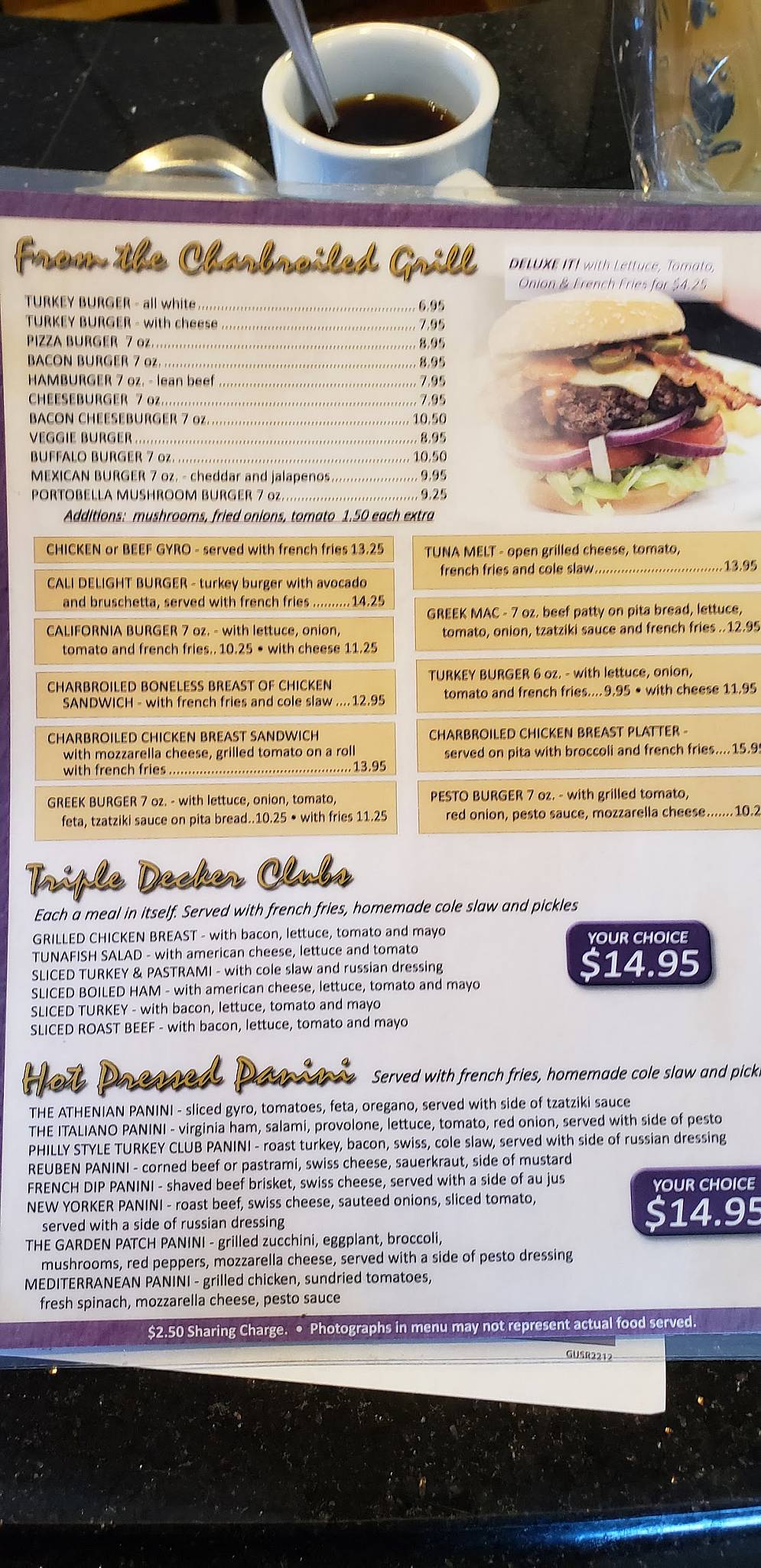 Menu at Gus's Diner restaurant, Manalapan Township