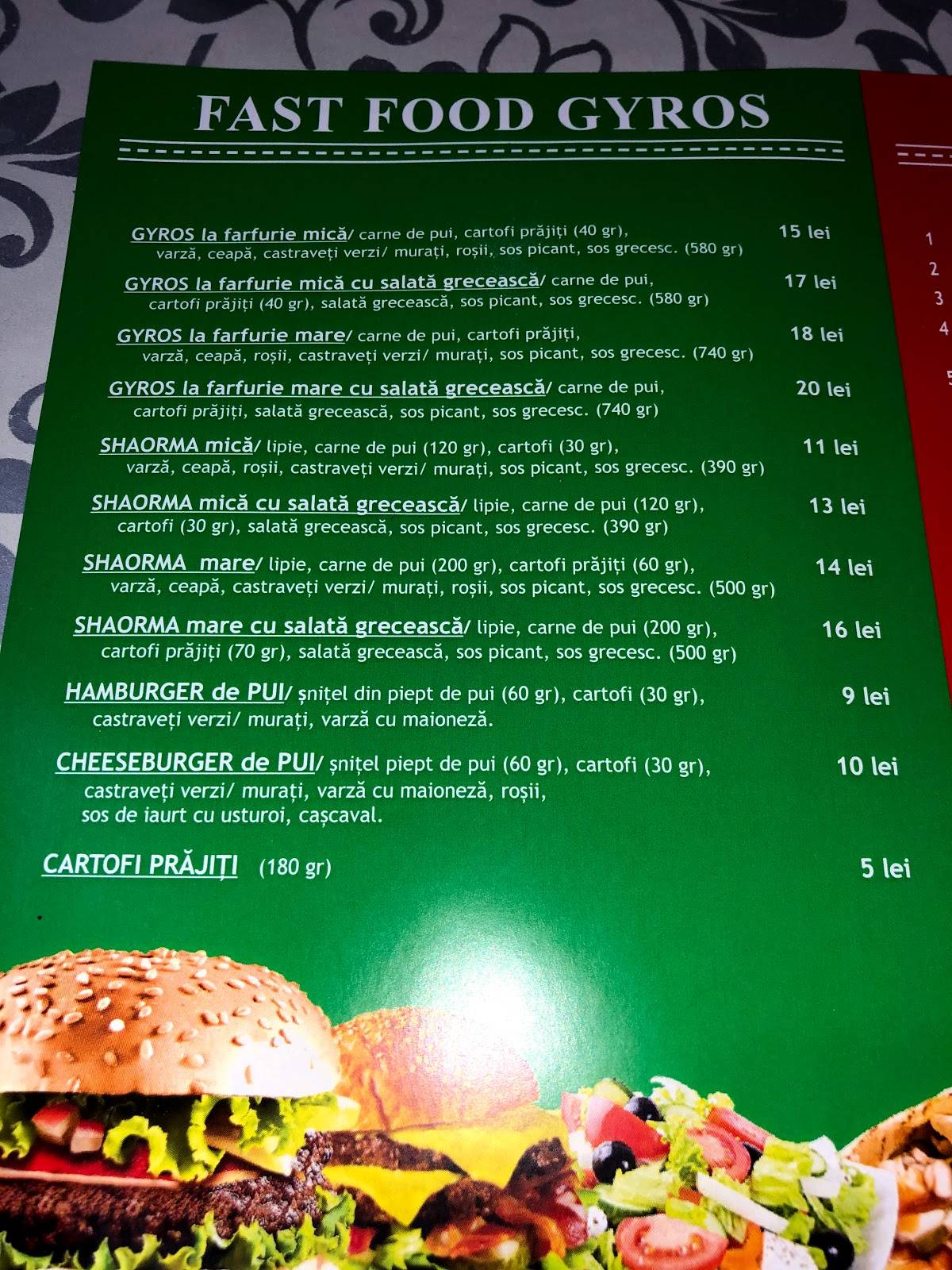 Speisekarte von Gyros, Eisenmarkt