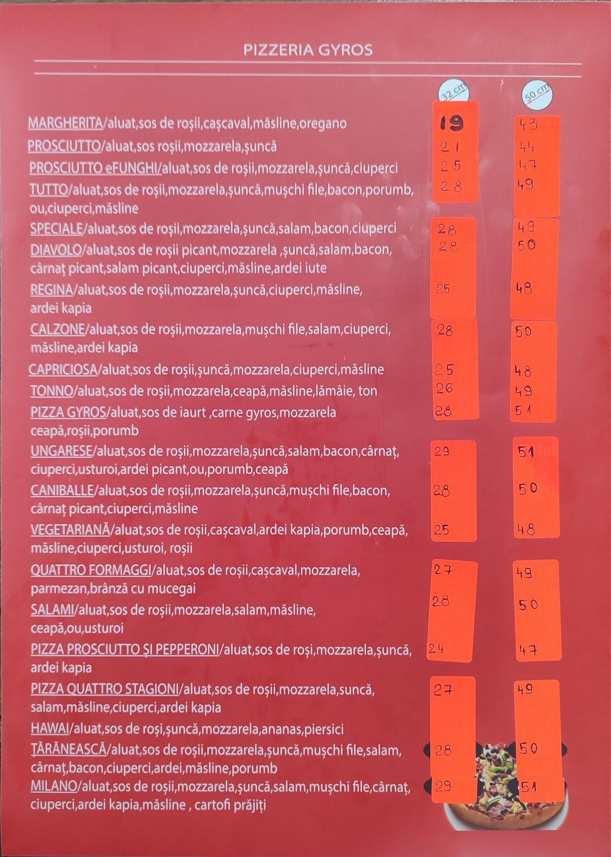 Menu at Gyros, Hunedoara
