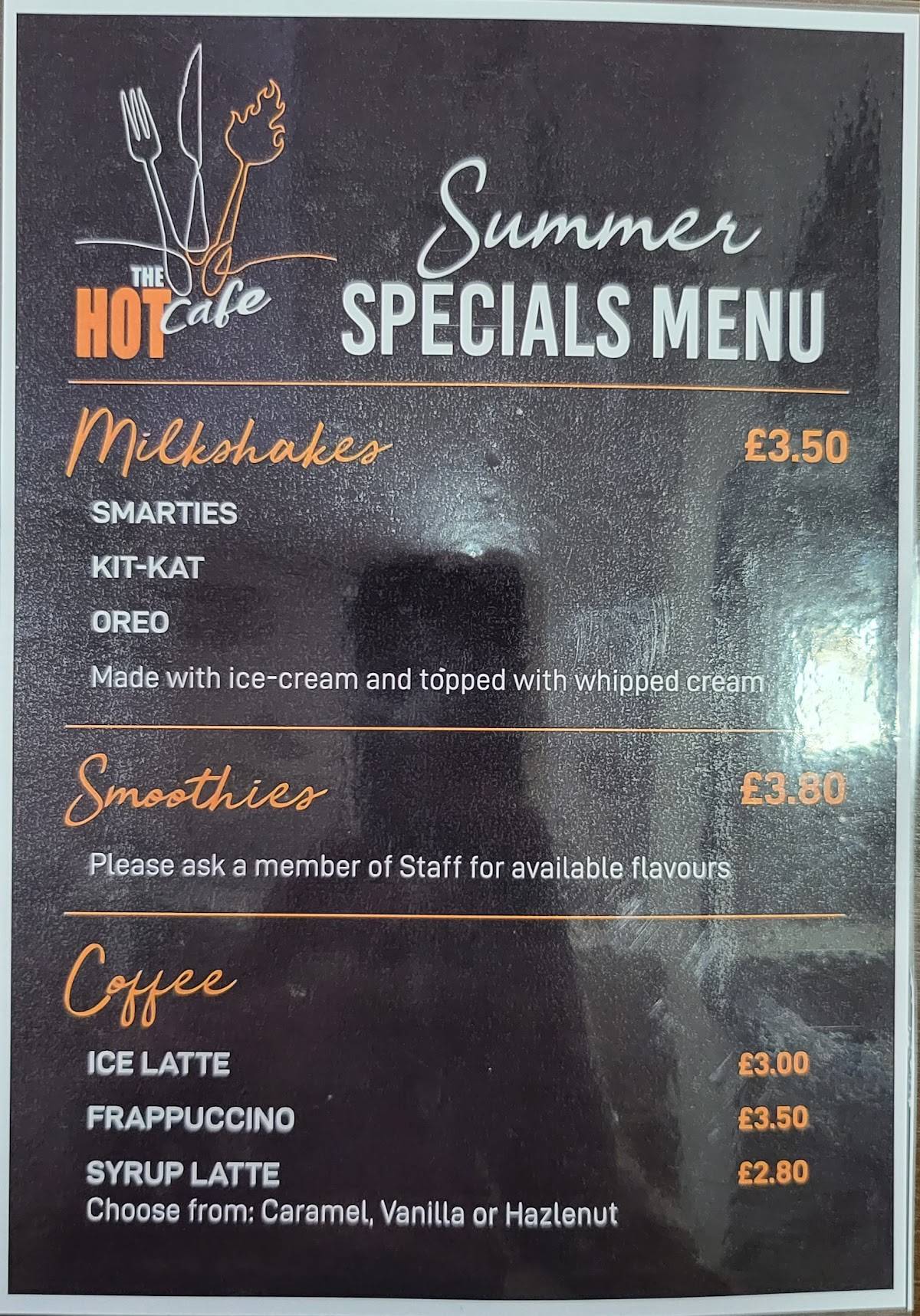 Menu at H.O.T Cafe, Herne Bay