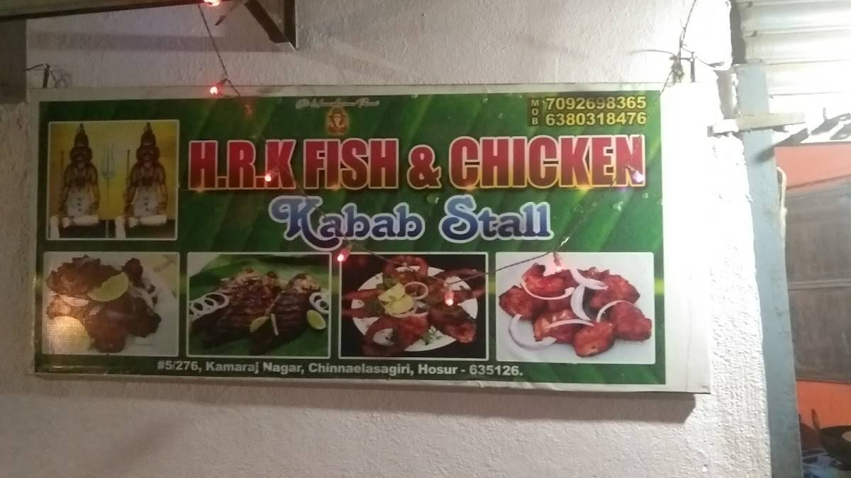 Menu at H.R.K fish and kabab stall, Hosur