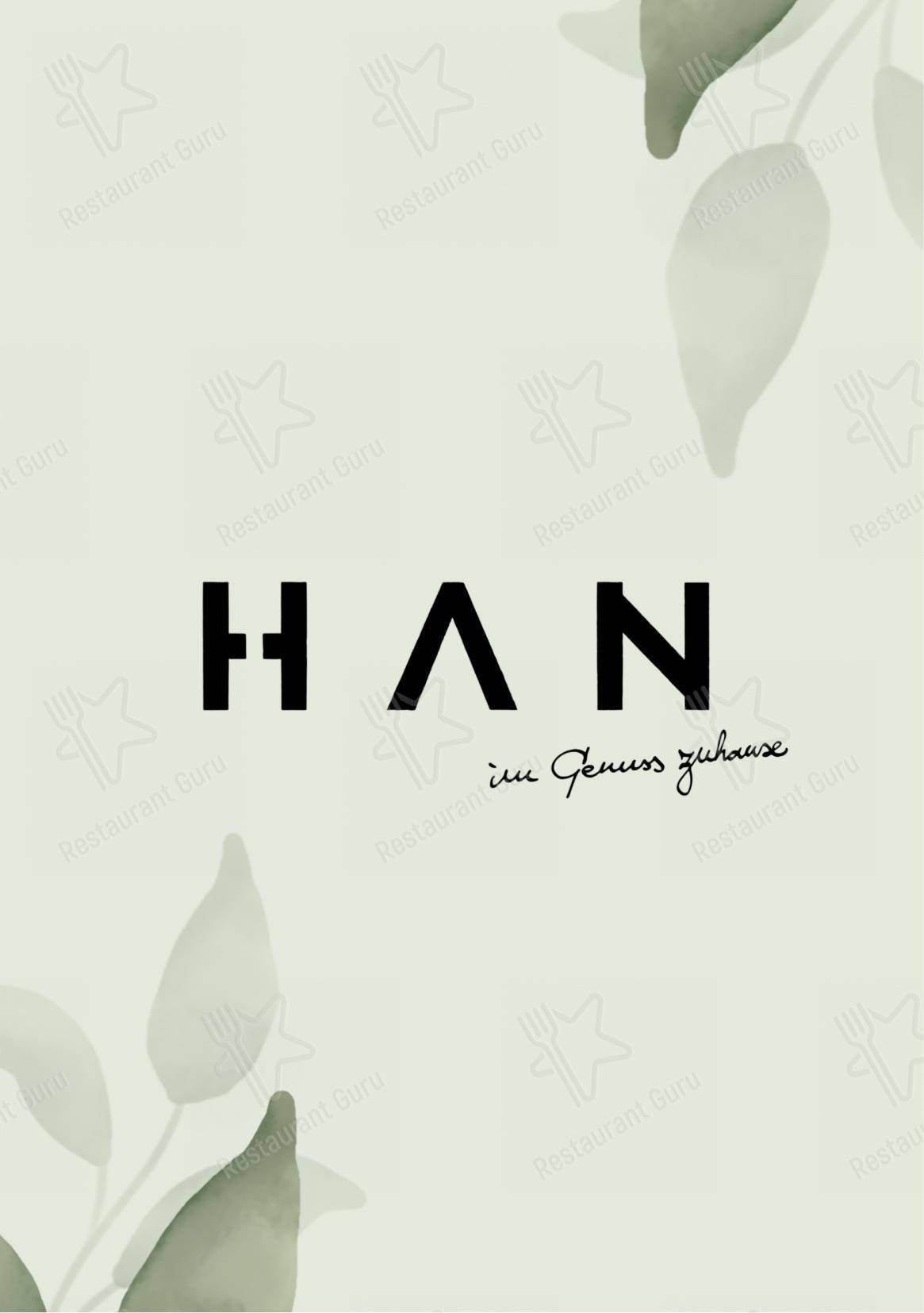 Speisekarte von HAN Restaurant, Café & Bar, München
