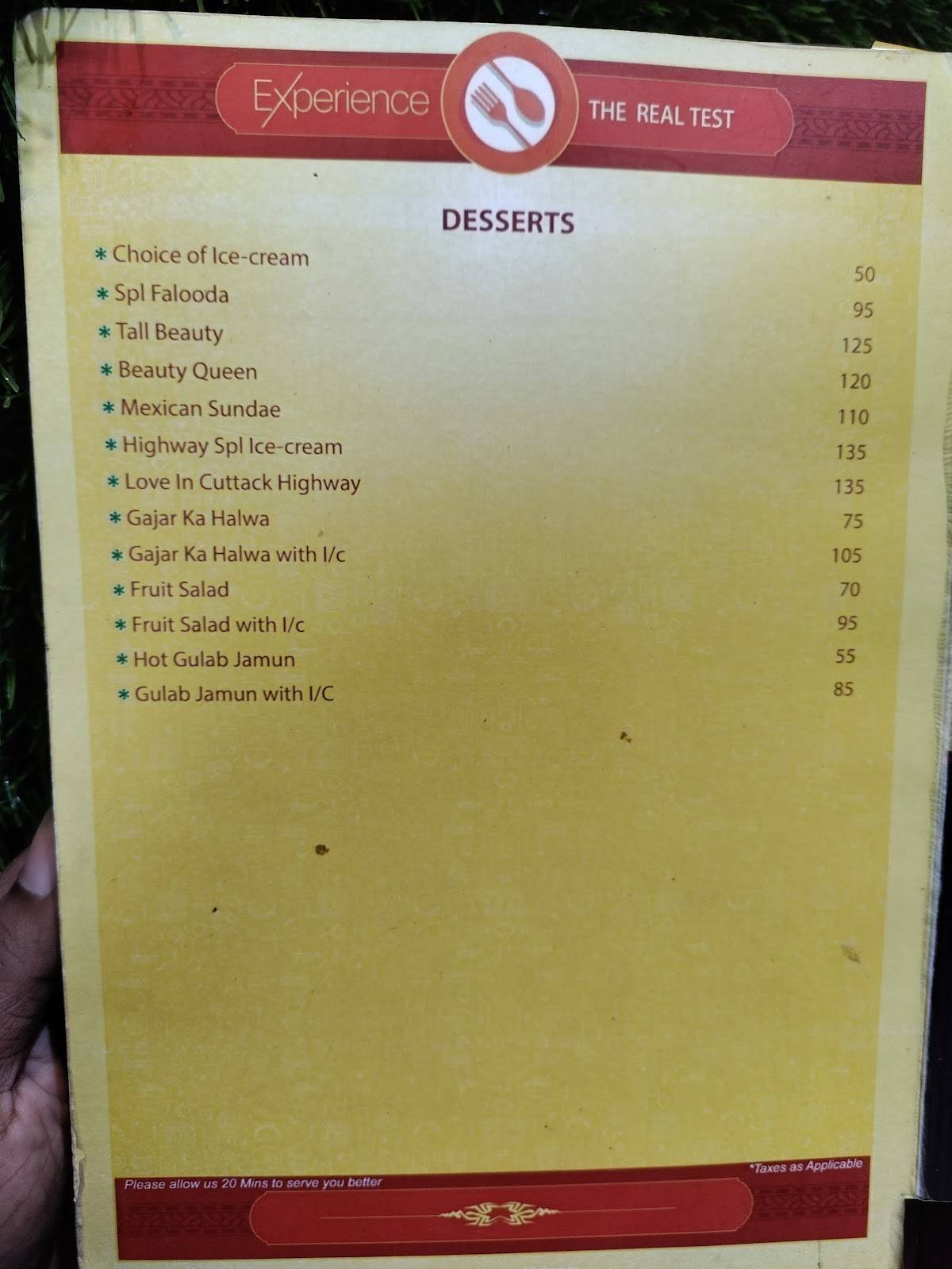 Menu at HIGHWAY KITCHEN, Urali, near sardar police staion NH 16 bhanpur ...