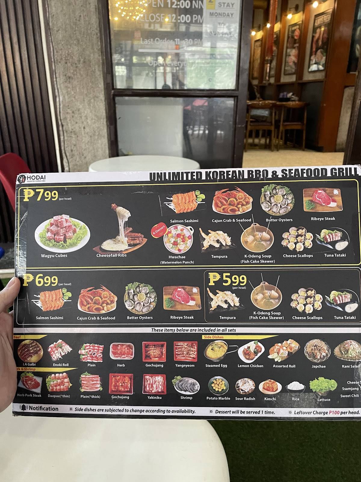 Menu at HODAI Unli BBQ & Seafood Grill Buffet, Quezon City