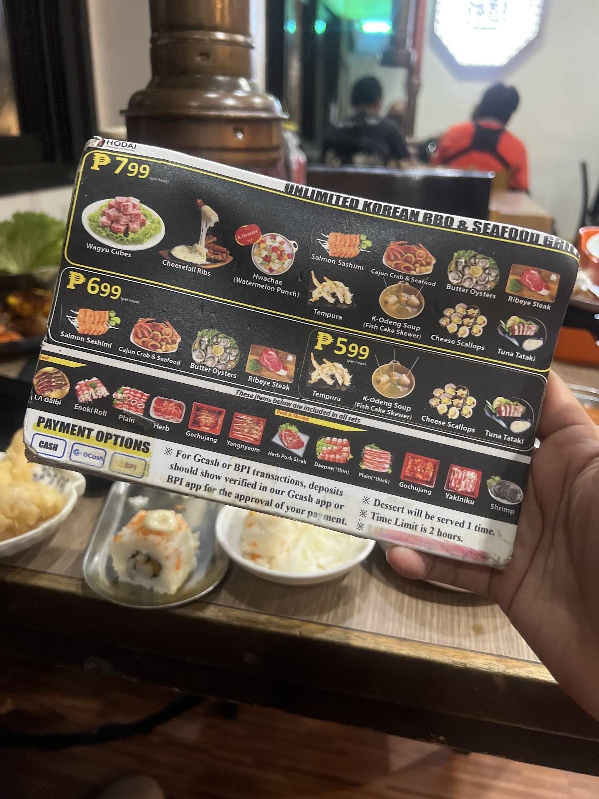 Menu at HODAI Unli BBQ & Seafood Grill Buffet, Quezon City