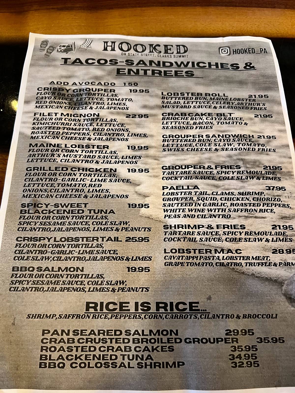 Menu at HOOKED ON STATE STREET RESTAURANT, Clarks Summit