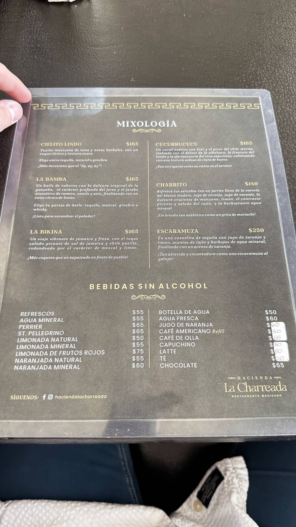 Carta del restaurante Hacienda La Charreada, Santiago