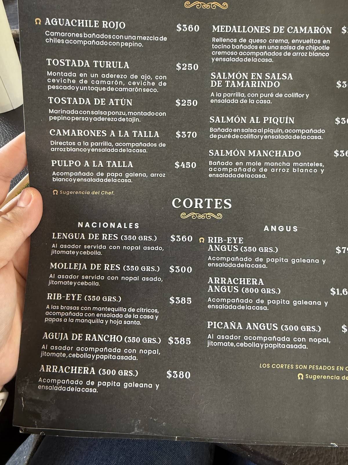 Carta del restaurante Hacienda La Charreada, Santiago