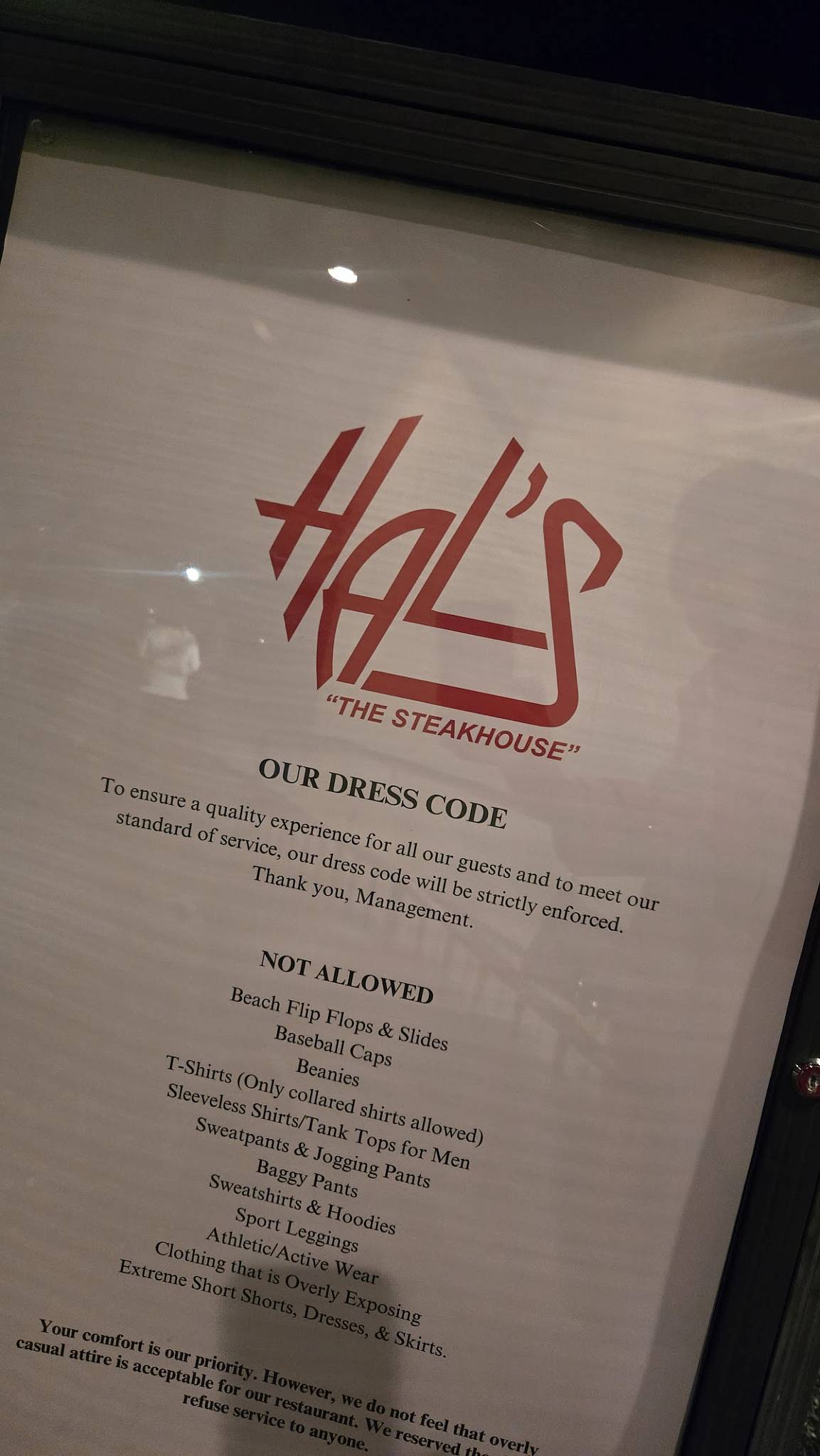 Menu at Hal's "The Steakhouse", Atlanta