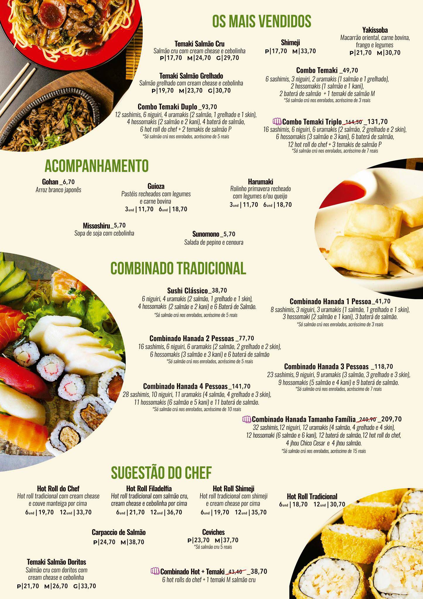 Menu em Hanada Temakeria Barueri, Barueri