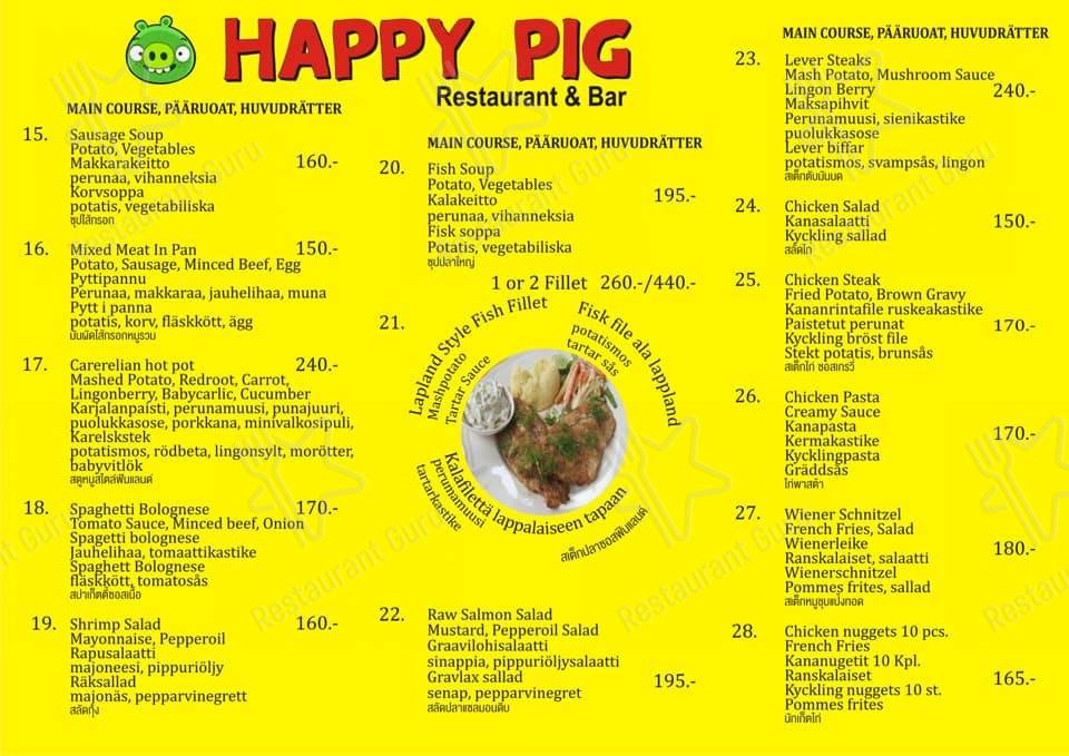 Carta de Happy Pig Restaurant, Nong Kae