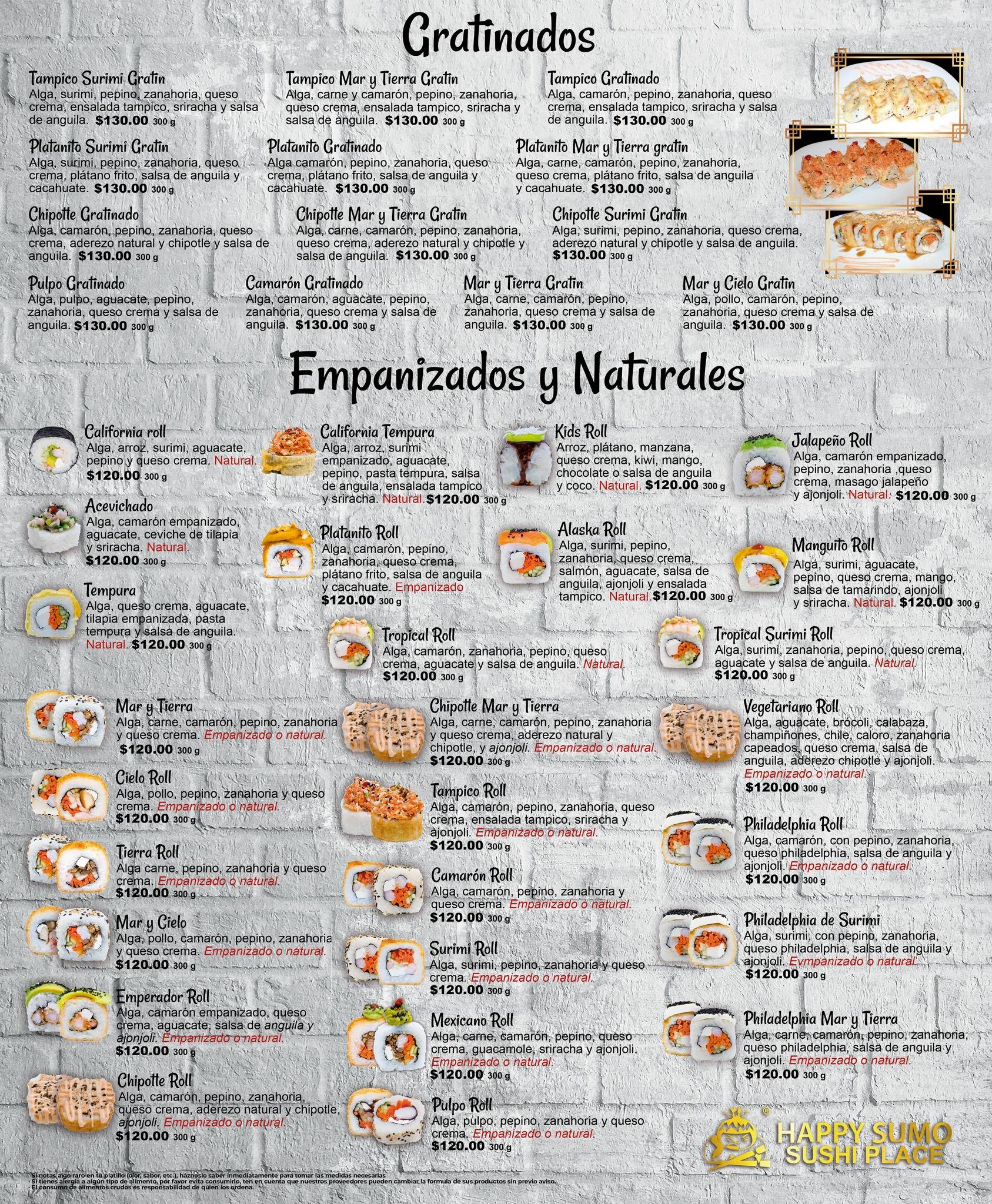 Carta del restaurante Happy Sumo, Tepic, Zapata #145 Col Centro