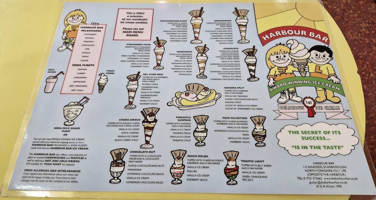 Menu at Harbour Bar Ltd, Scarborough