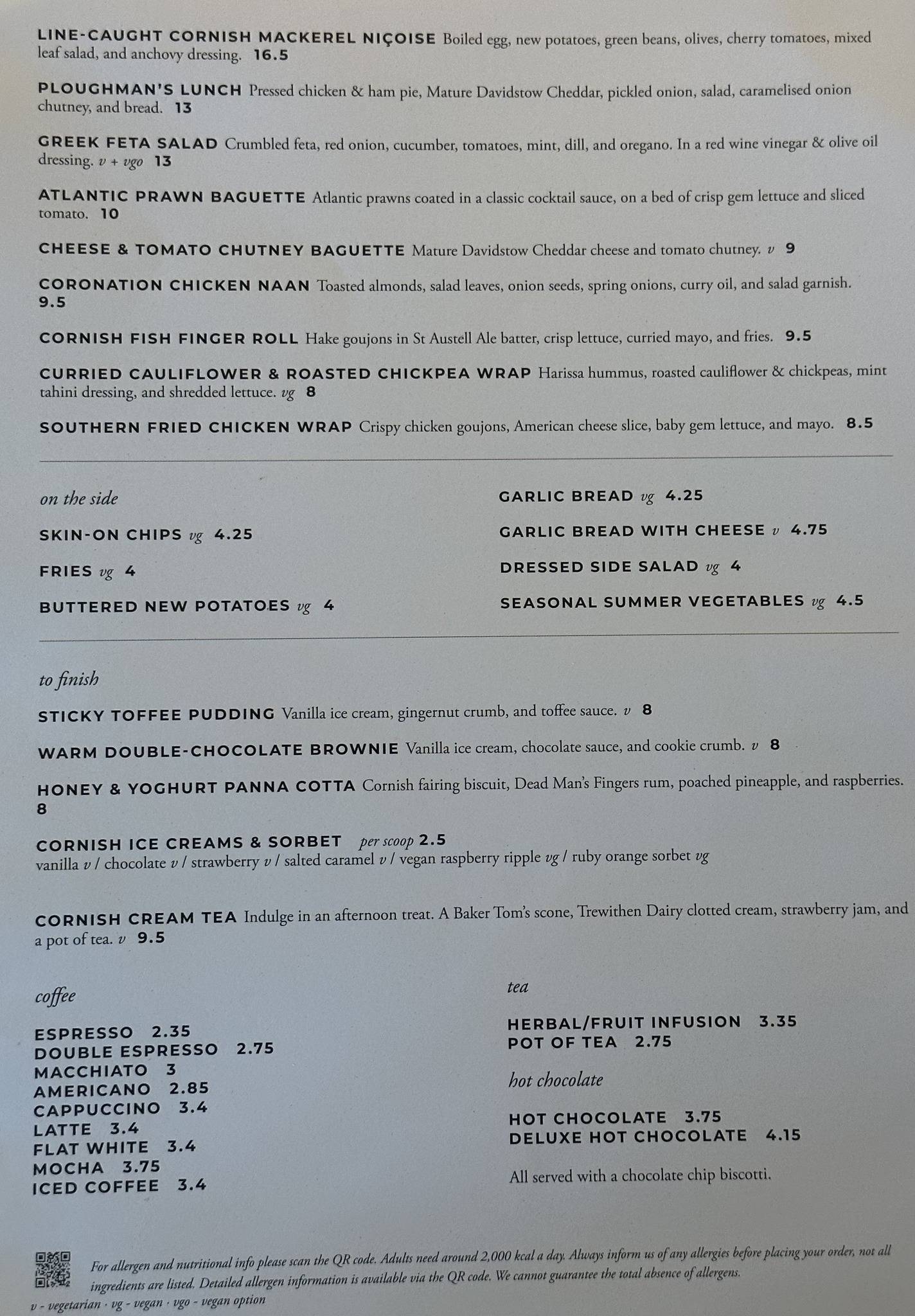 Menu at Harbour Light, Paignton pub & bar, Paignton