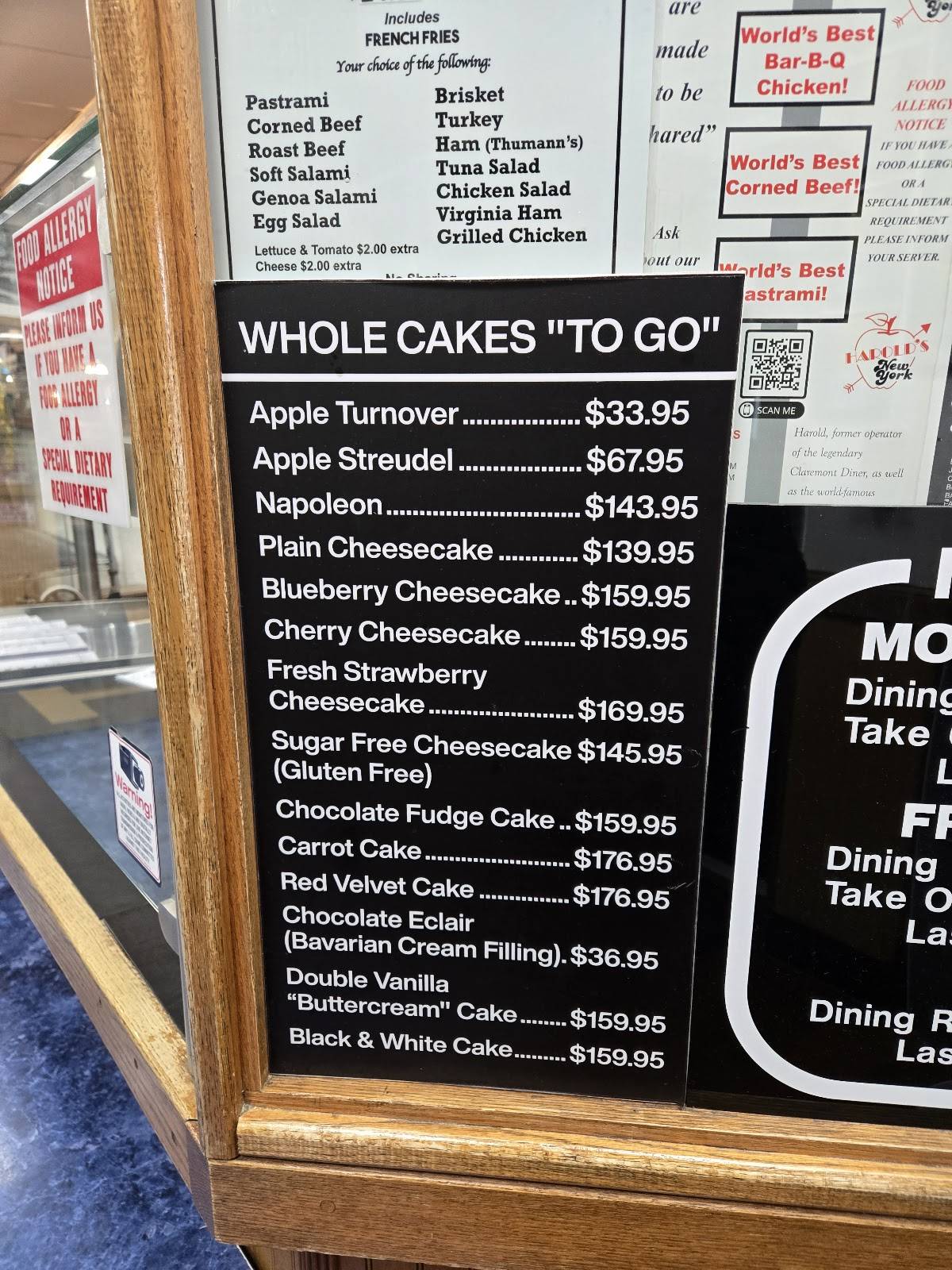 Menu at Harold's New York Deli restaurant, Edison, King Georges Post Rd