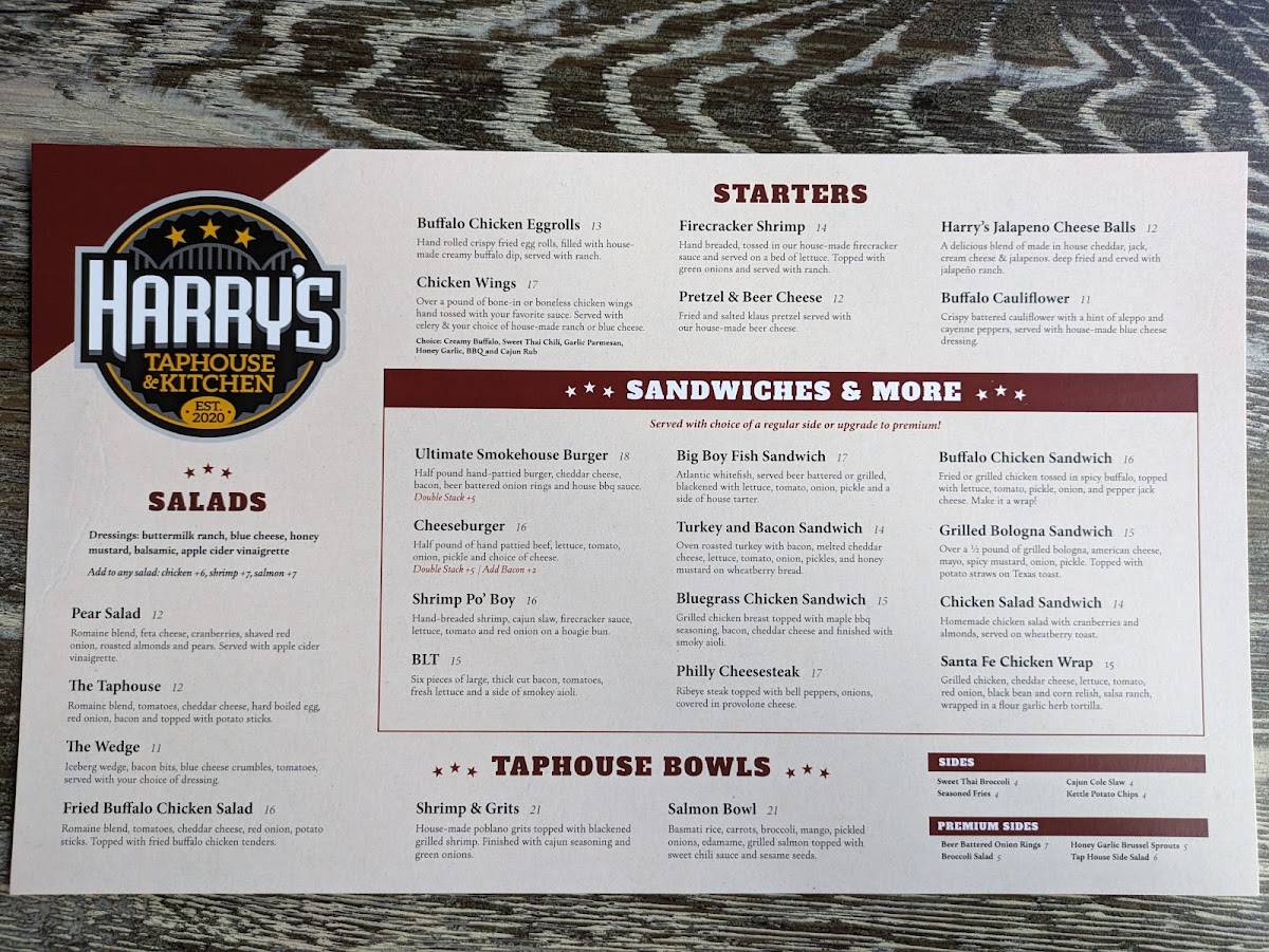 Menu at Harry's Taphouse & Kitchen pub & bar, Jeffersonville, 130 W ...