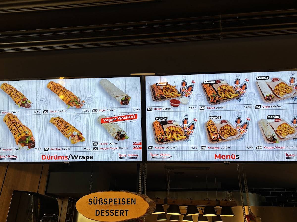 Menu at Hatay Dürüm restaurant, Munich