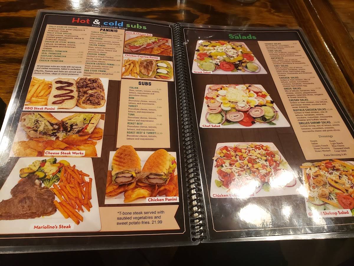 Menu at Mariolino’s Italian Cuisine restaurant, Hayesville