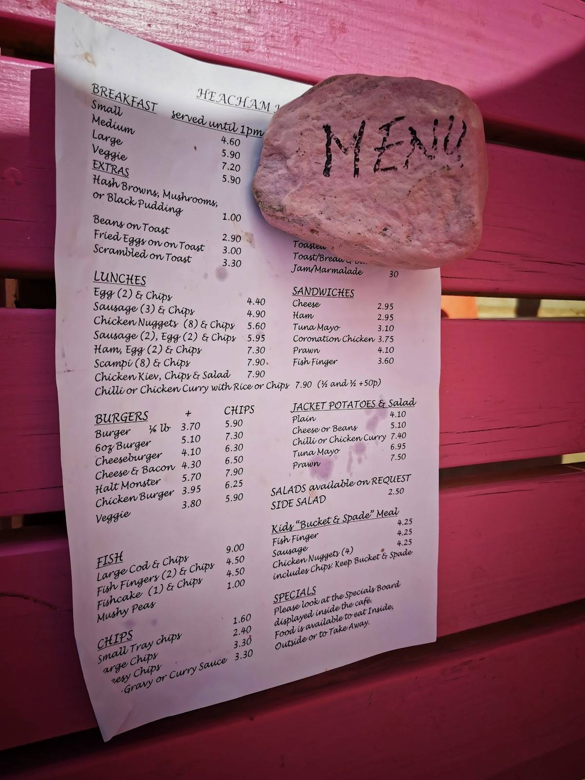 Menu at Heacham Holt Cafe, Heacham