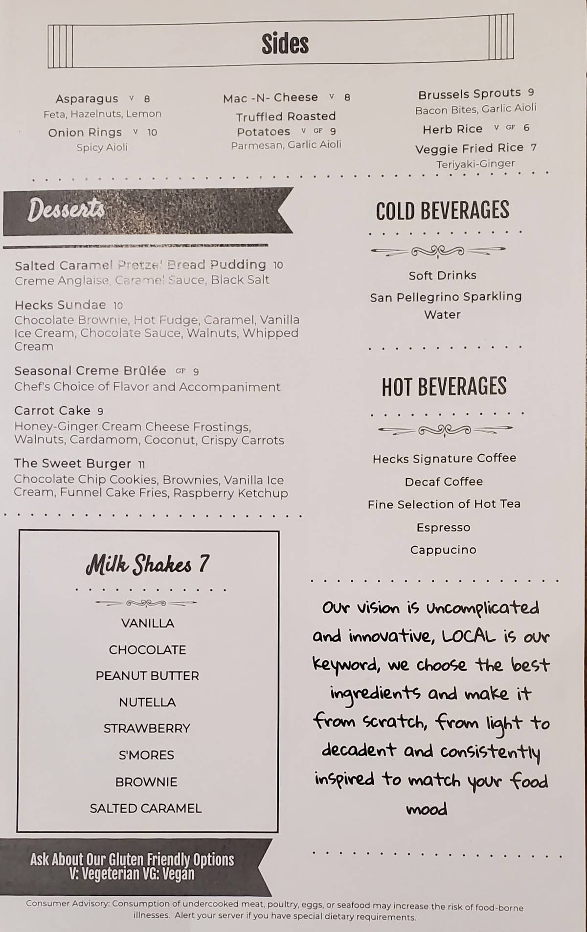 Menu at Hecks of Beachwood restaurant, Beachwood