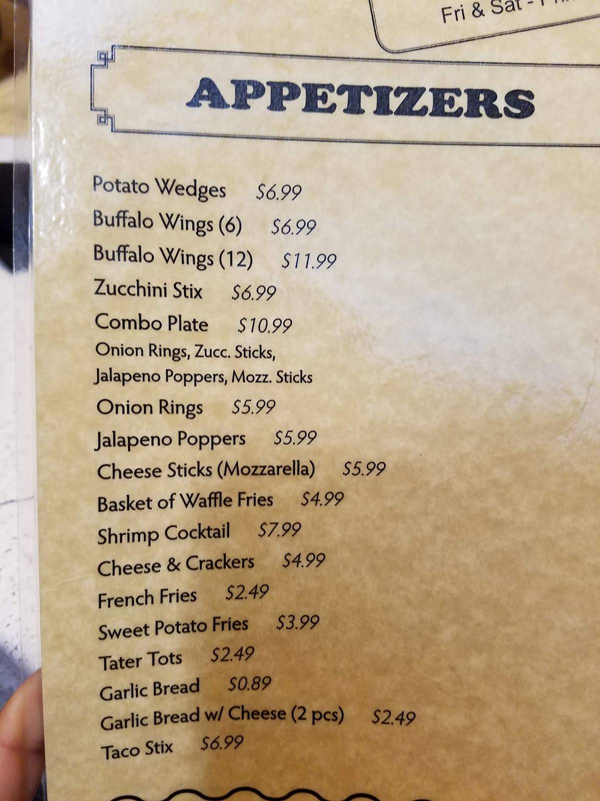 Menu at Heinnies steakhouse, Elkhart