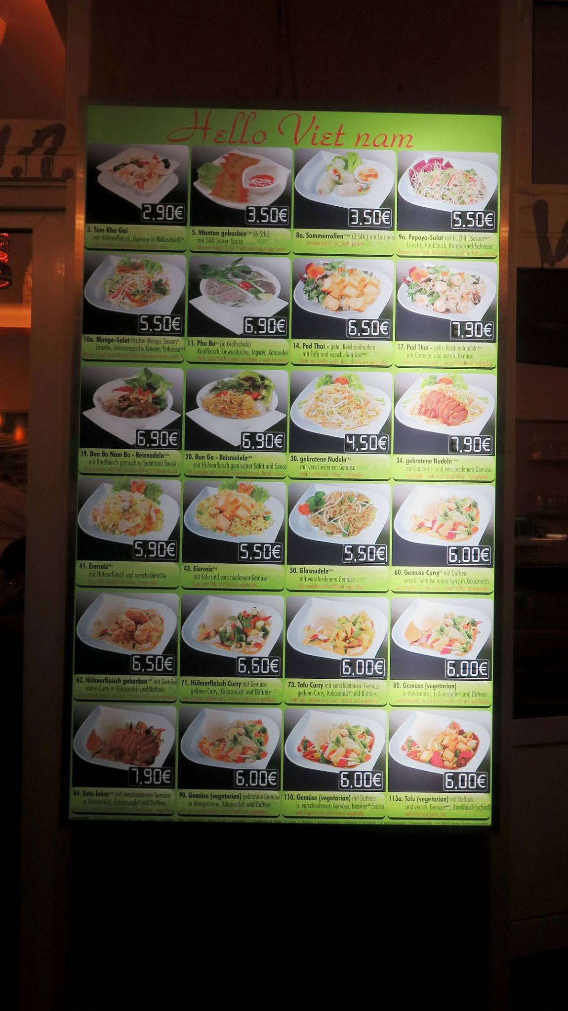 Speisekarte von Hello Vietnam Restaurant, Berlin, Gleimstraße 26