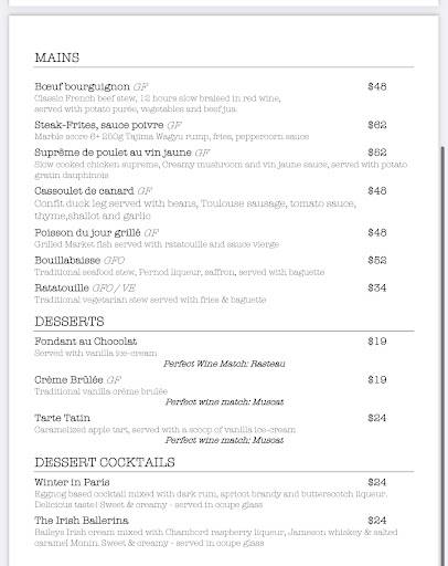 Menu at Hemingway's Manly pub & bar, Manly