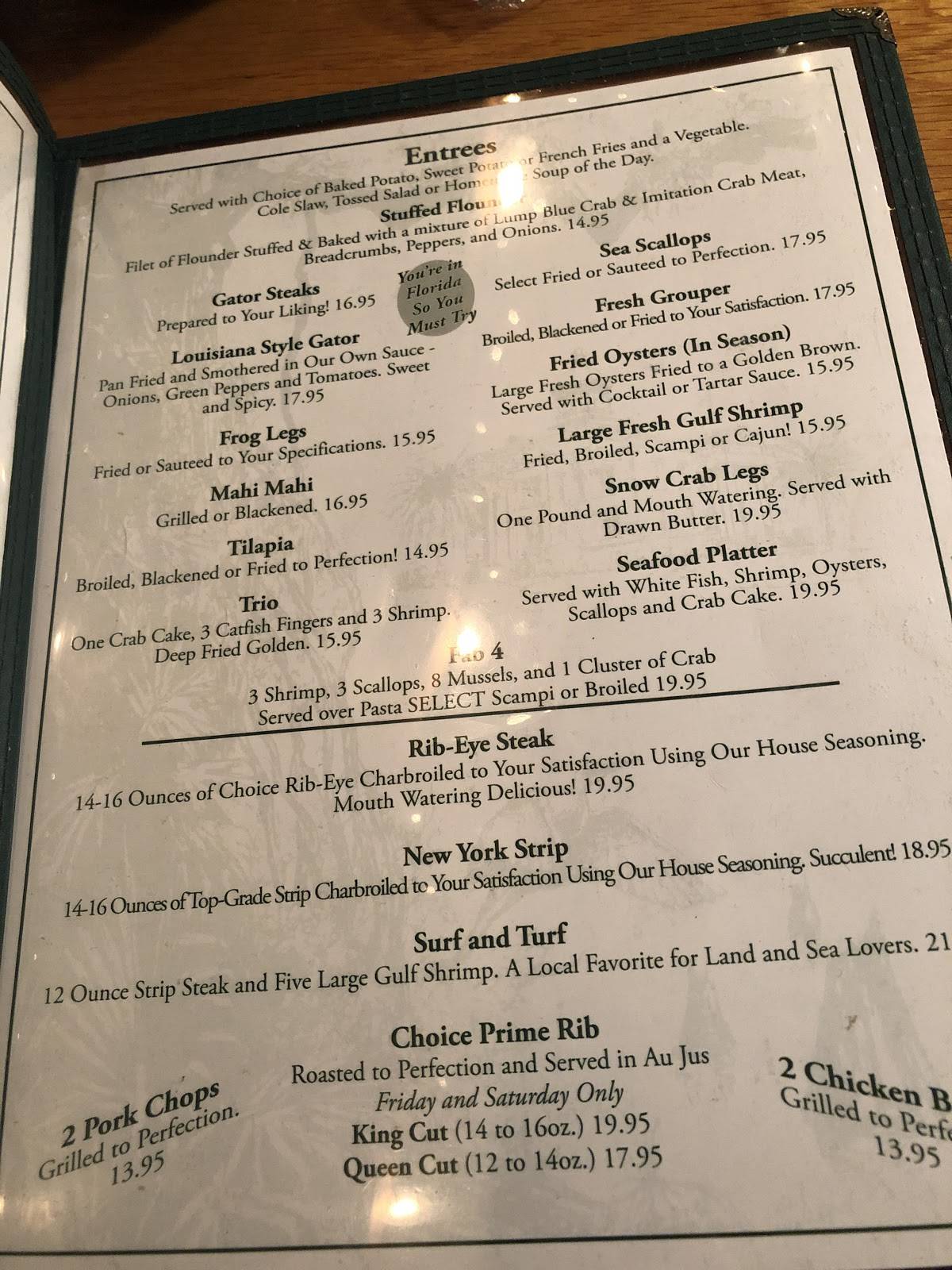 Menu at Stumpknockers Restaurant, Hernando, SW State Rd 200