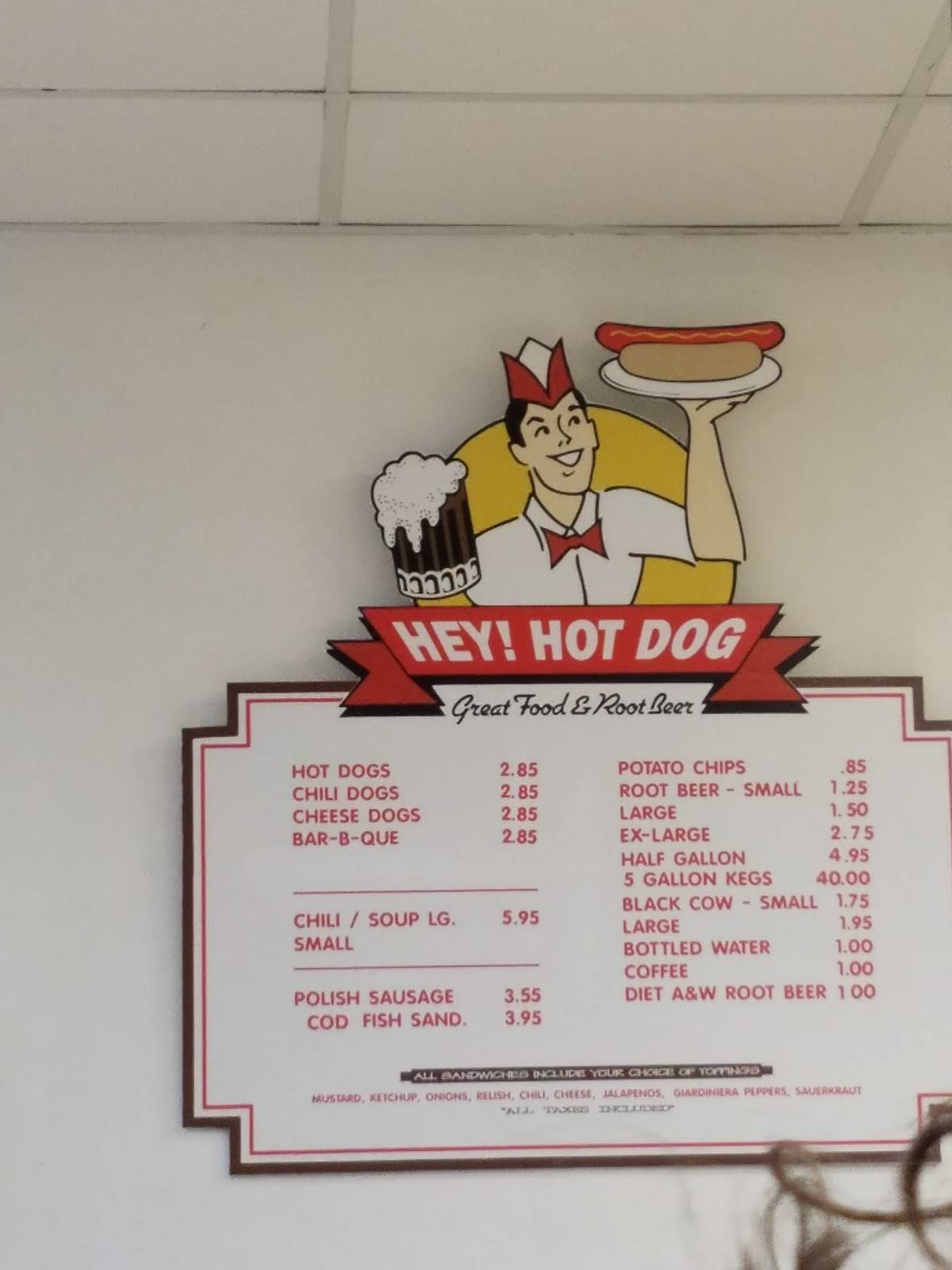 Menu at Hey Hot Dog restaurant, Joliet