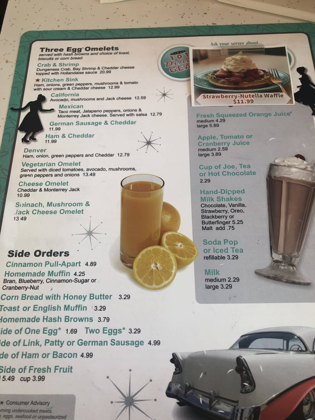 Menu at Hi-Way 101 Diner restaurant, Sequim, 392 W Washington St