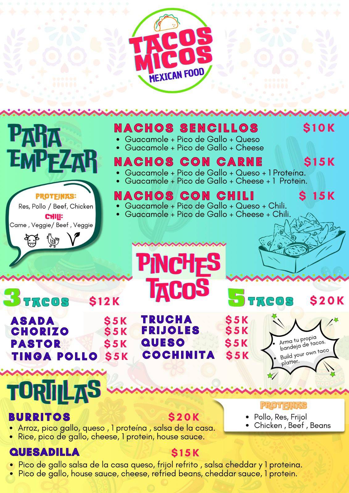 Menu at High Tacos restaurant, Salento
