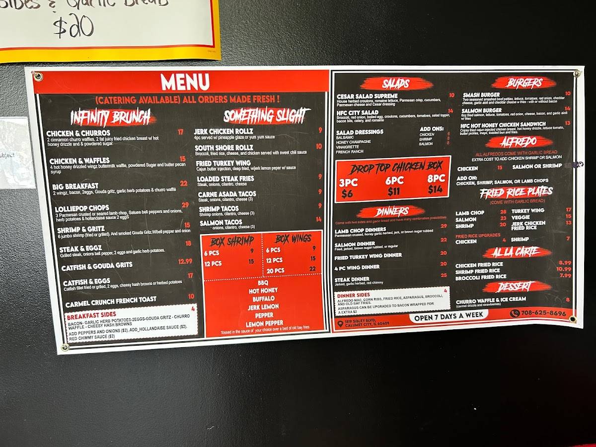 Menu at Highly Flavored Chicago City Grill restaurant, Calumet City