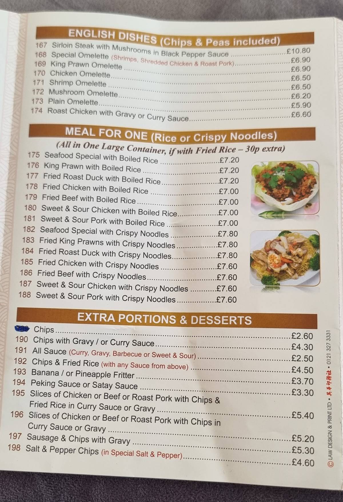 Menu at Hings Welcome fast food, Walsall
