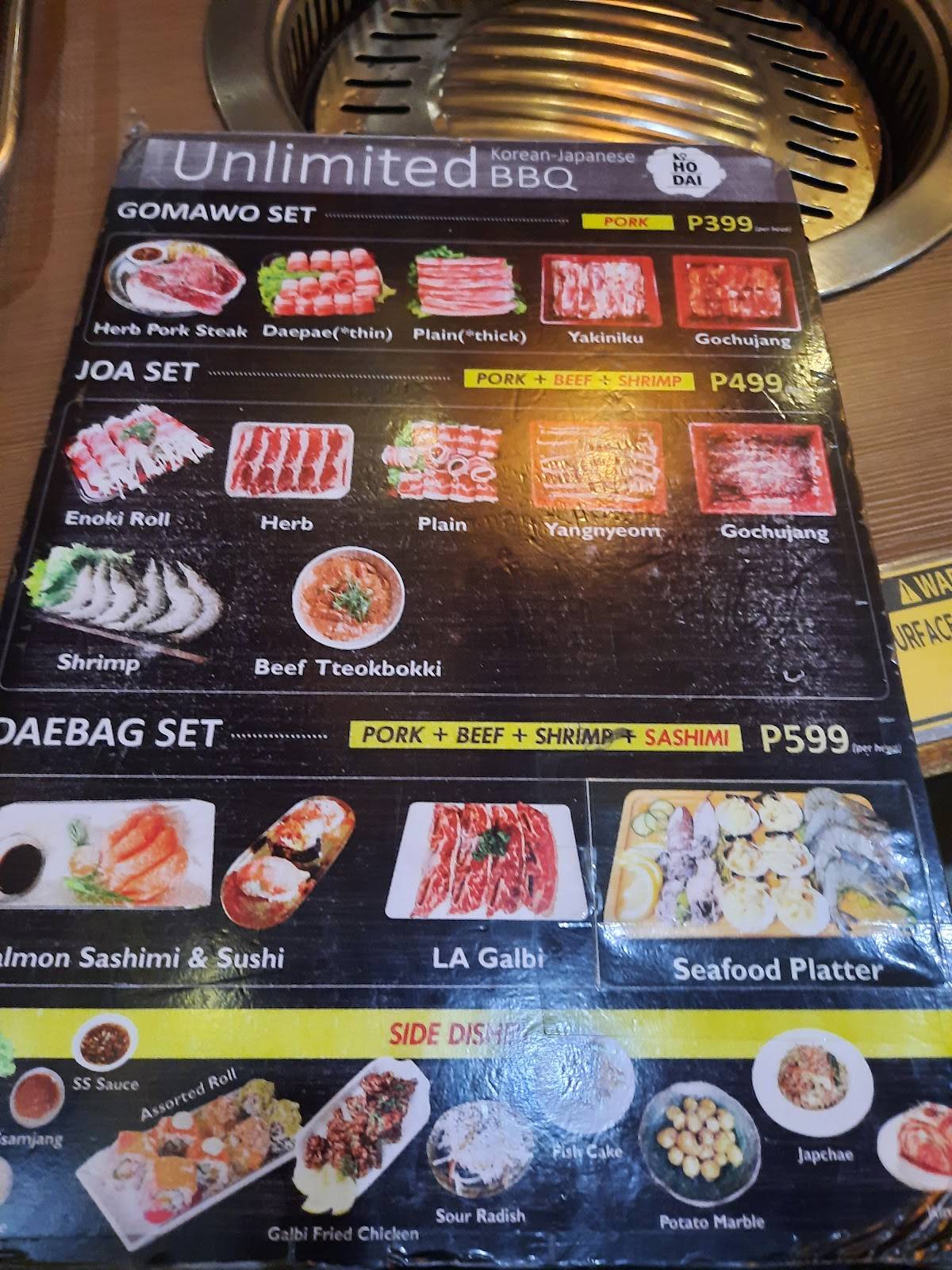 Menu at HODAI Korean BBQ & SEAFOOD Grill, Quezon City