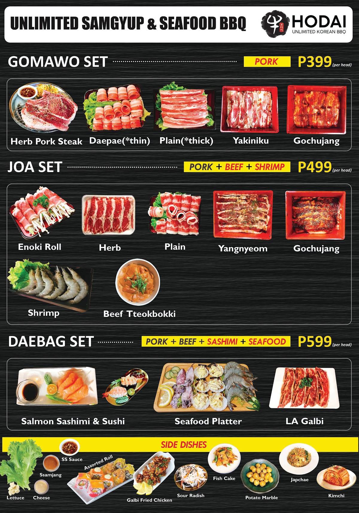 Carta de HODAI Korean BBQ & SEAFOOD Grill, Ciudad Quezon
