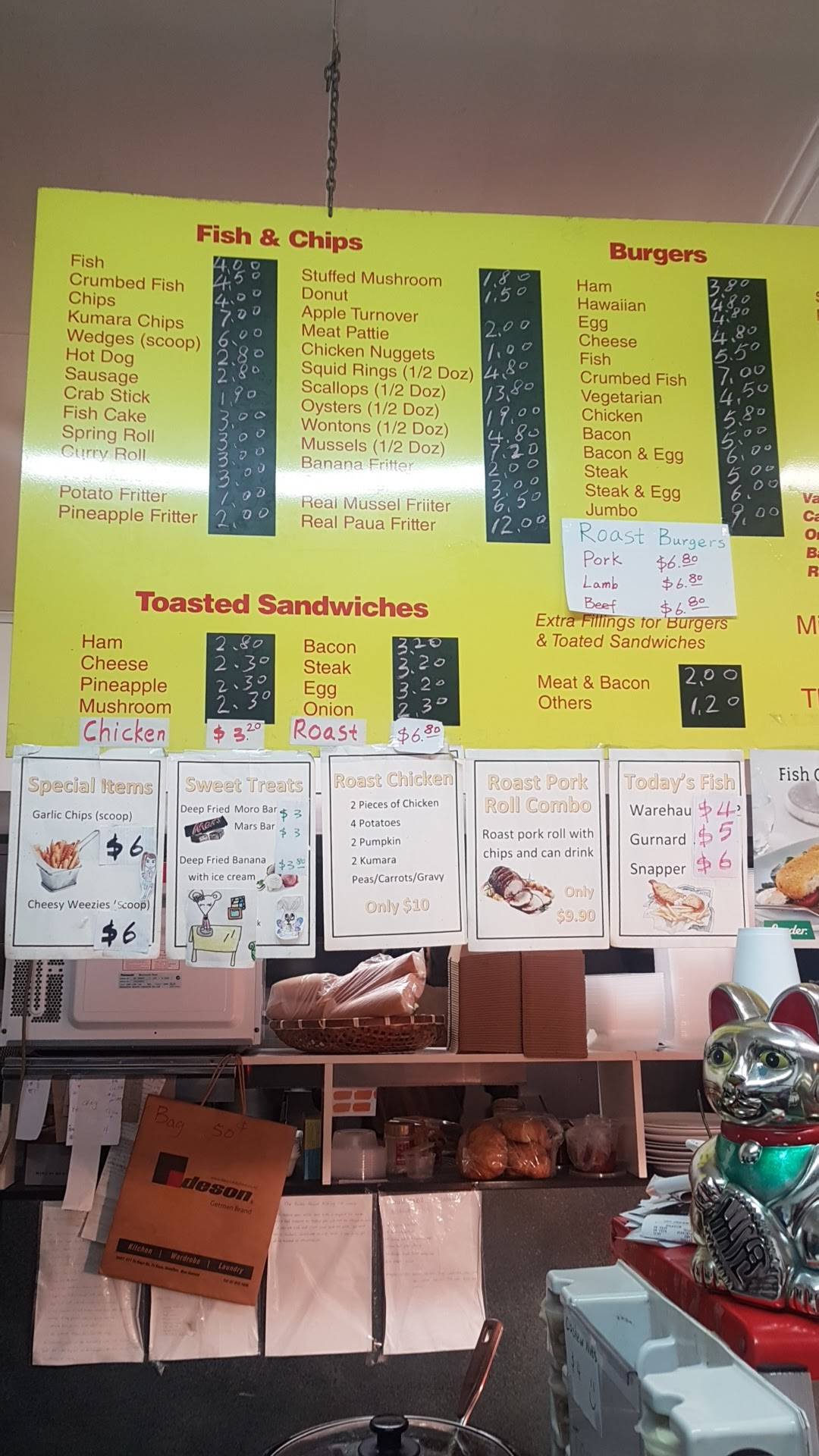 Menu at Hong Kong Fast Food, New Plymouth