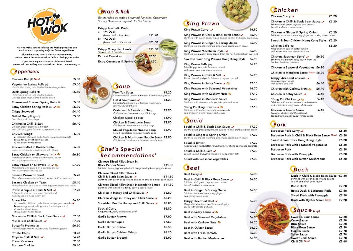 Carta de Hot Wok, Walton on the Naze