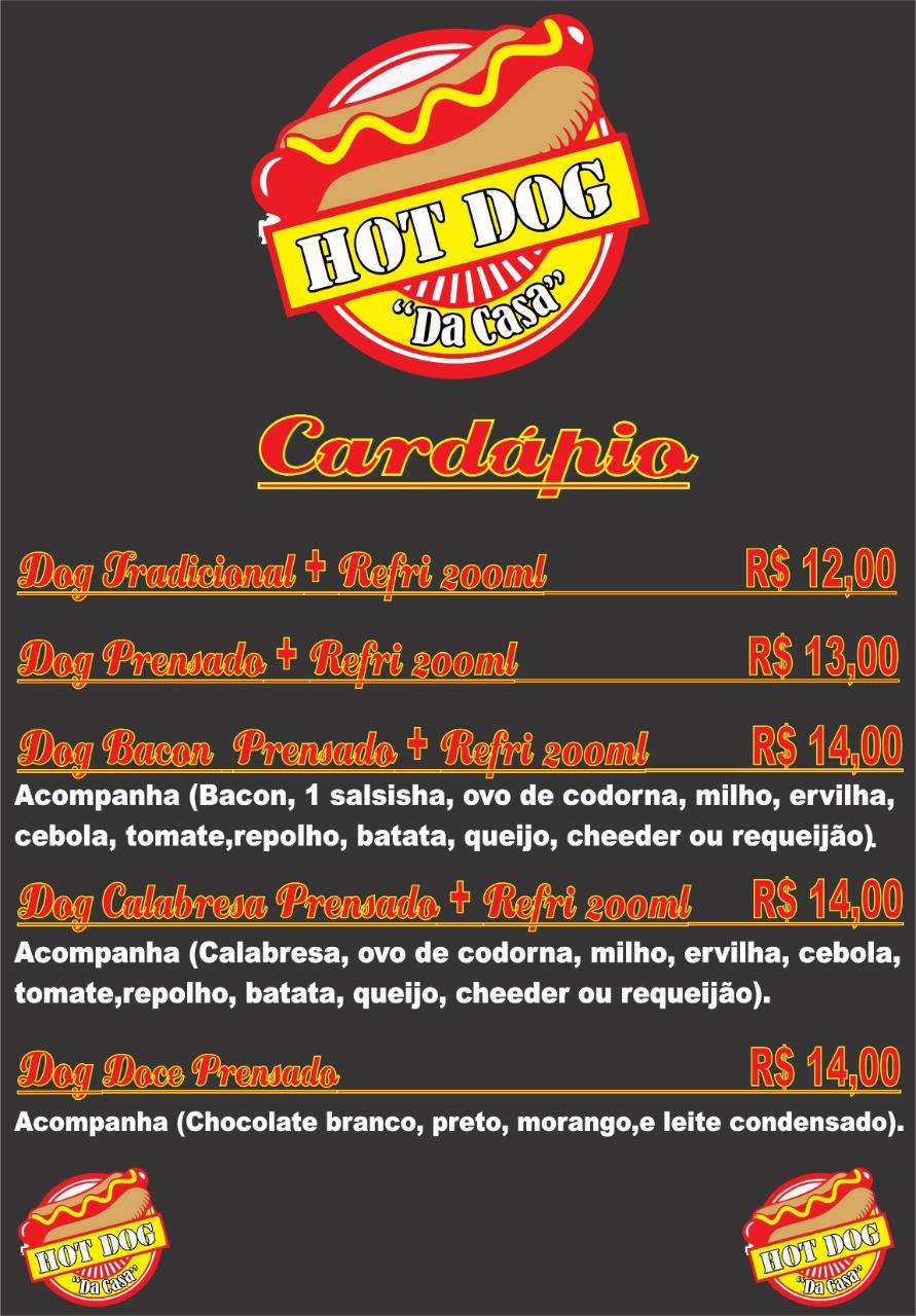 Menu em Hot dog da casa pub & Bar, Palhoça