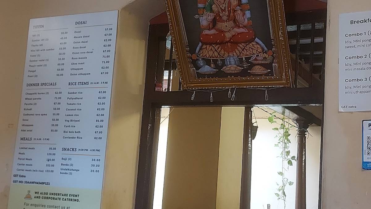 Menu at House of Annapoorna, Chennai