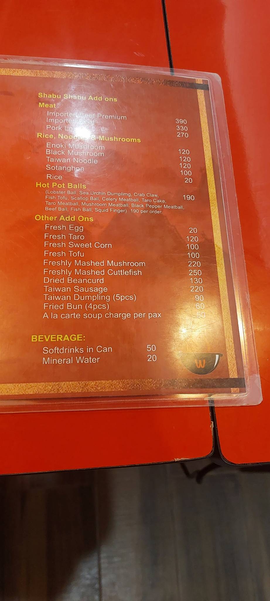 Menu at House of Hotpot restaurant, Palo