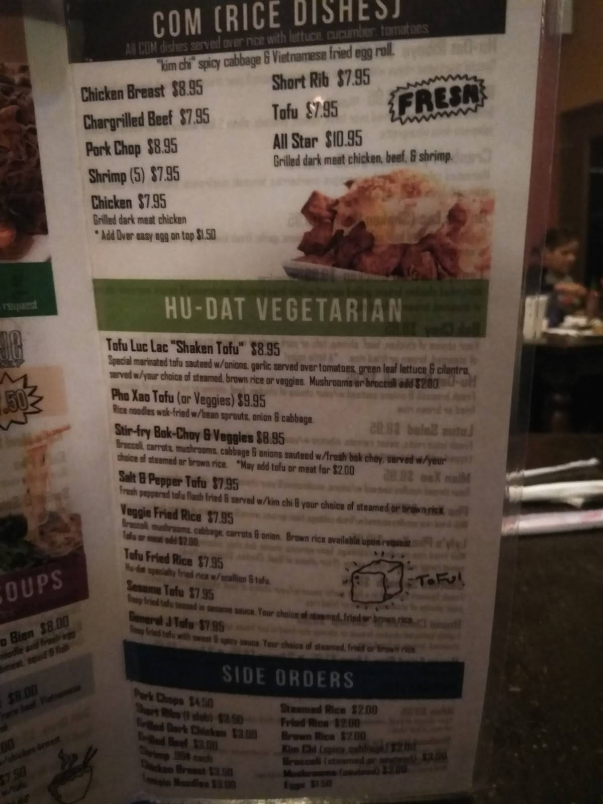 Menu at Hu-Dat Noodle House restaurant, Corpus Christi, S Staples St #102