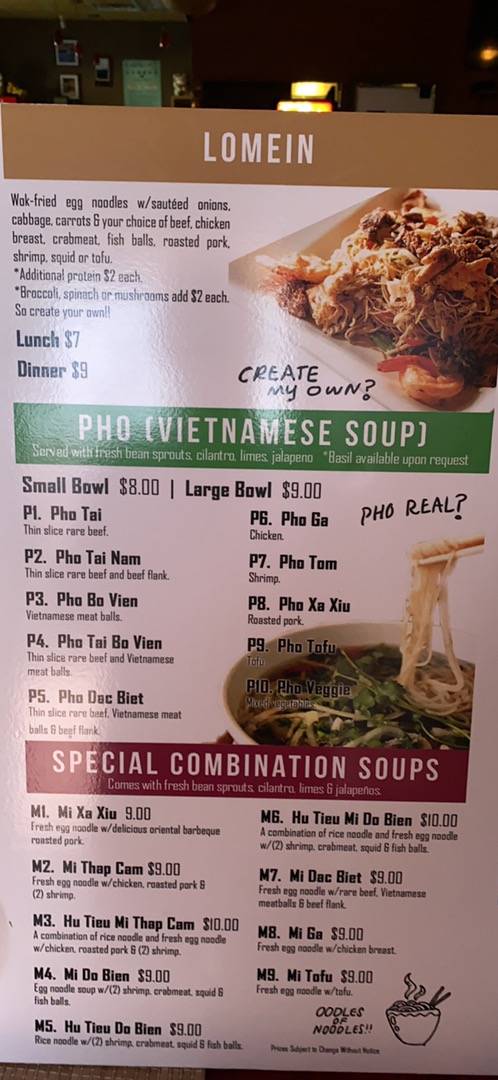 Menu at Hu-Dat Noodle House restaurant, Corpus Christi, S Staples St #102