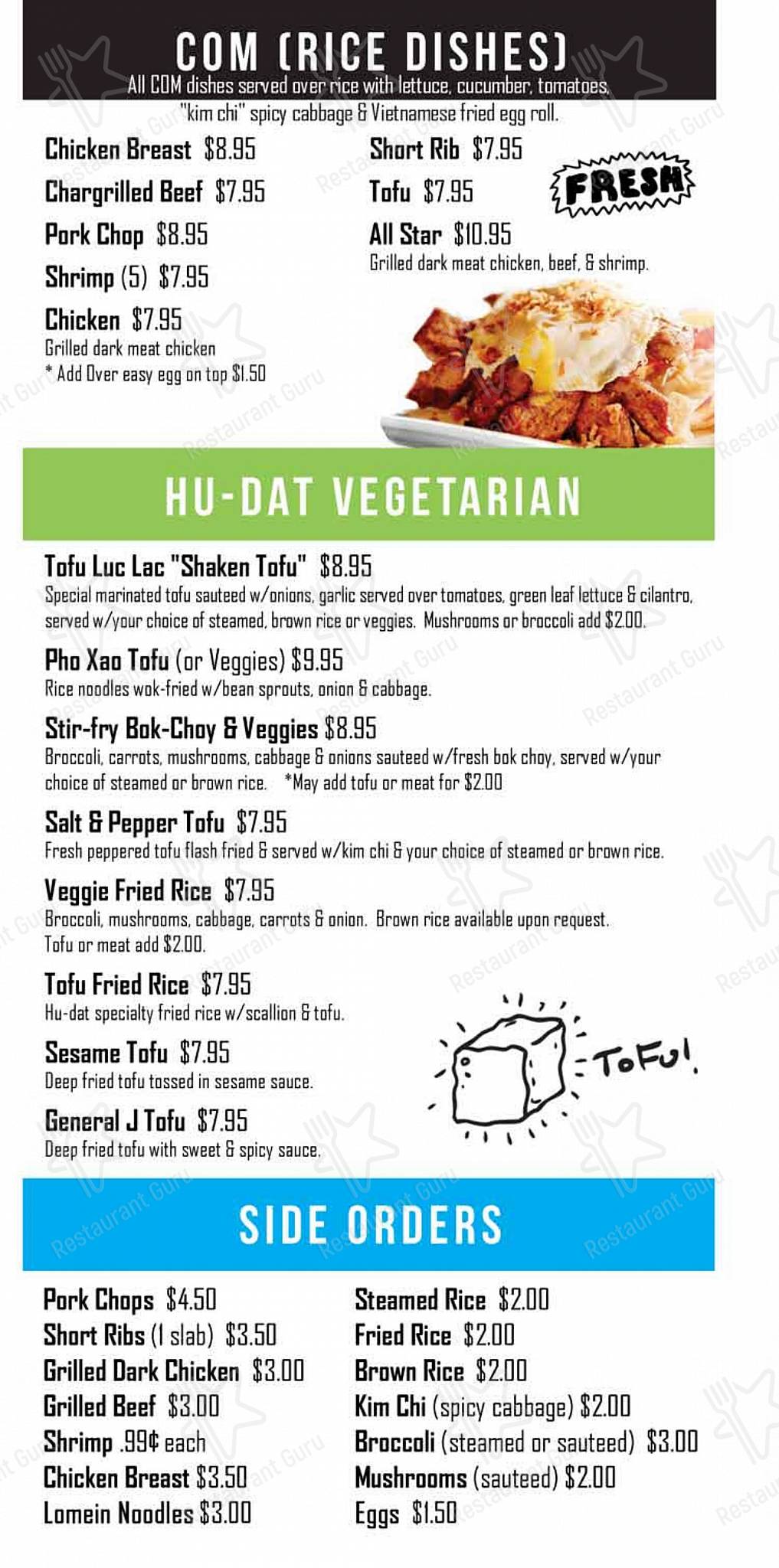 Menu at Hu-Dat Noodle House restaurant, Corpus Christi, S Staples St #102