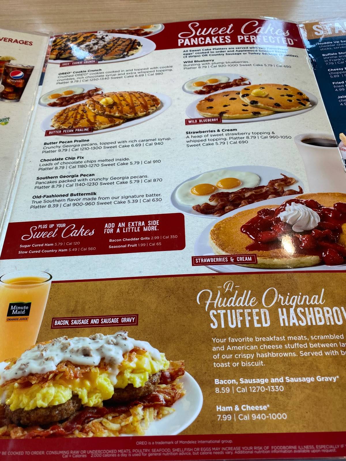 Menu at Huddle House restaurant, Helen, S Main St