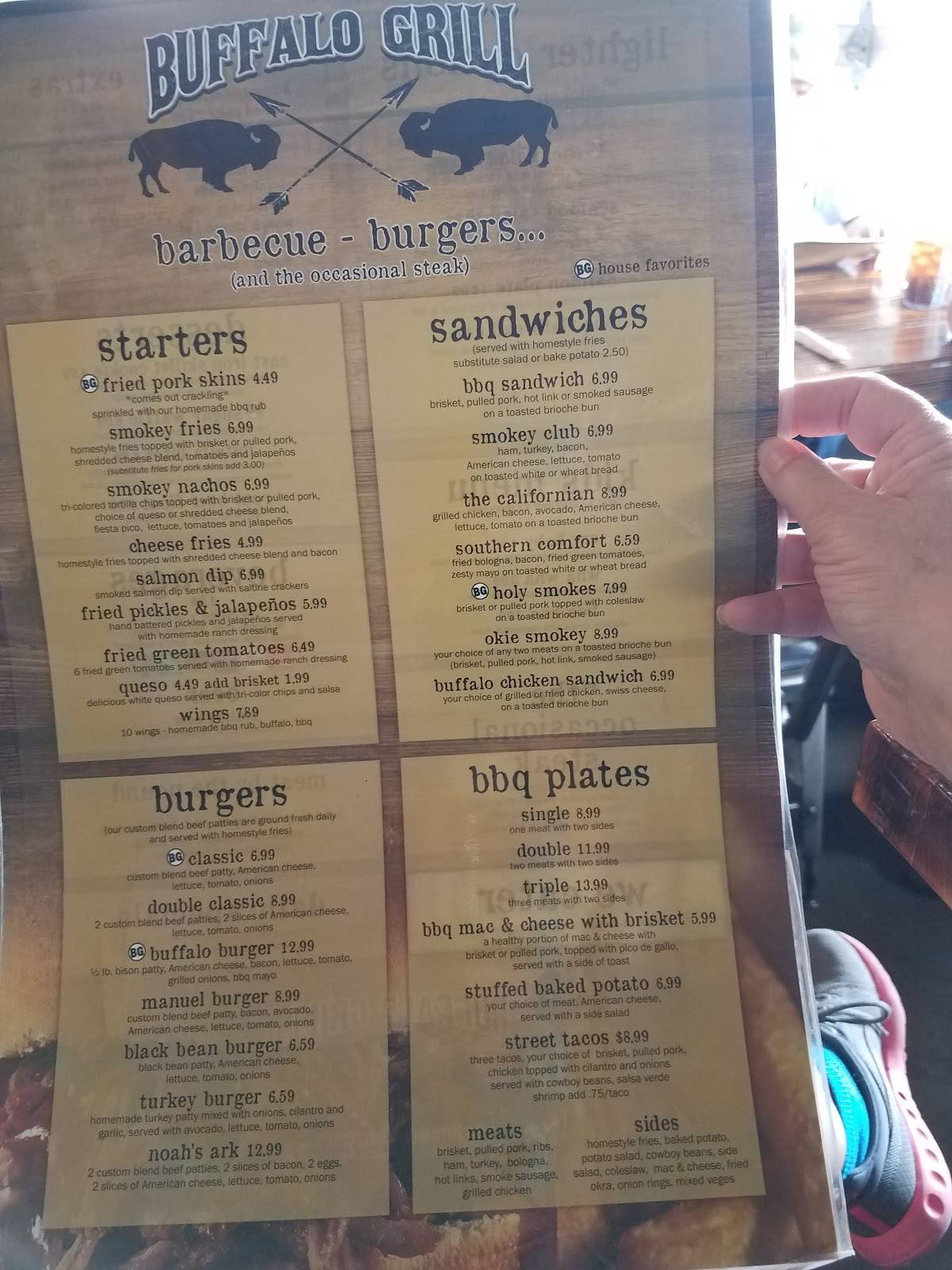 Menu at Buffalo Grill BBQ, Hugo