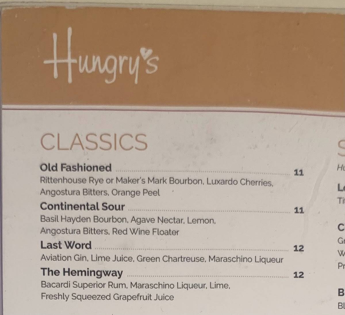 Menu at Hungry's restaurant, Houston, Rice Boulevard fl 2