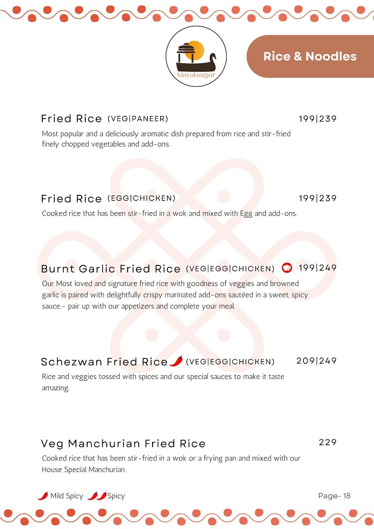 Menu at Maya Bazaar, Hyderabad, Villa 05