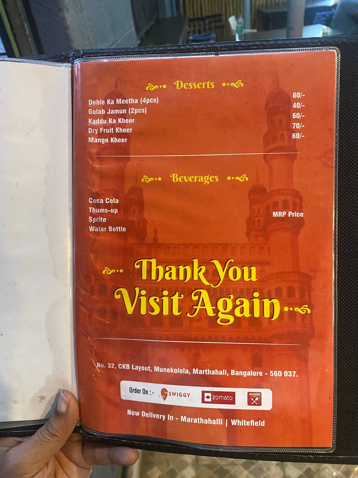 Menu at Hyderabadi Handi Biryani, Bengaluru, 132